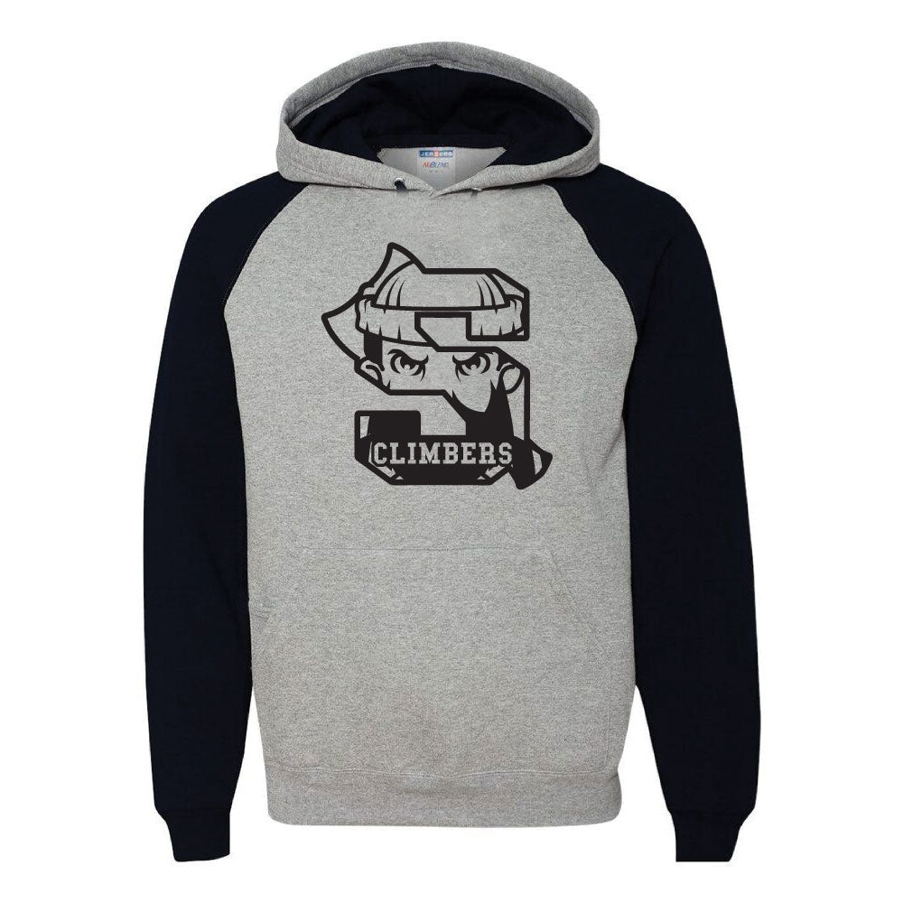 Climbers Lumberjack Distressed Logo Raglan Colorblock Hoodie ...