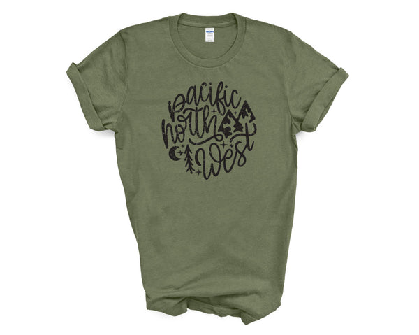 Pacific Northwest Script Grunge Logo Shirt – SheltonShirts
